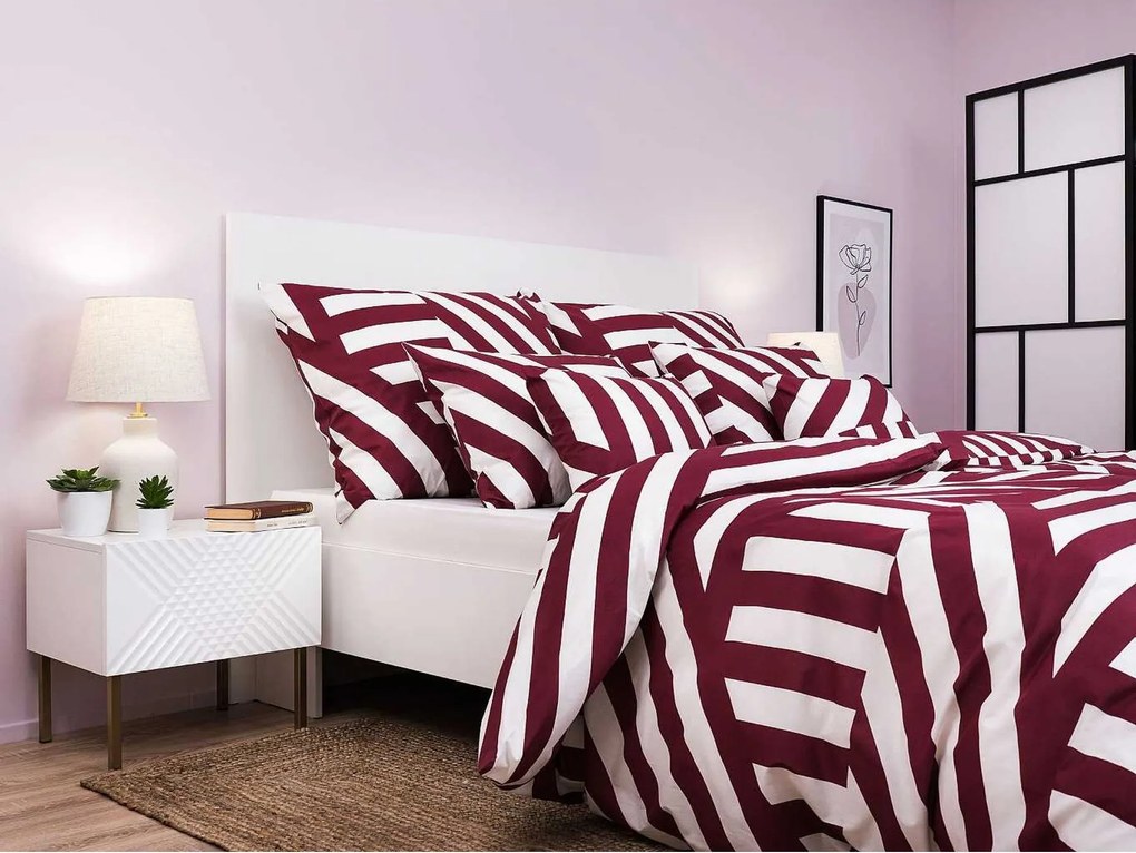 Bavlněné povlečení Zebra bordó 140x200, 70x90 cm