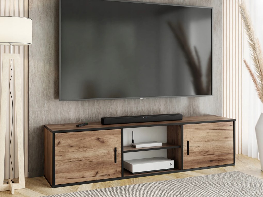 TV skříňka ROJO 3 dub Craft zlatý otevřená TV skříňka s policí