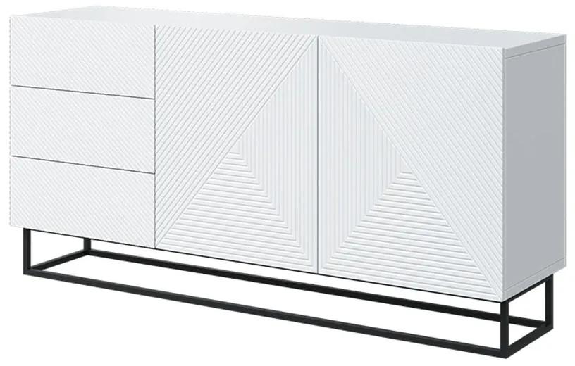 Komoda Asha 167 cm na kovovém podstavci - bílý mat