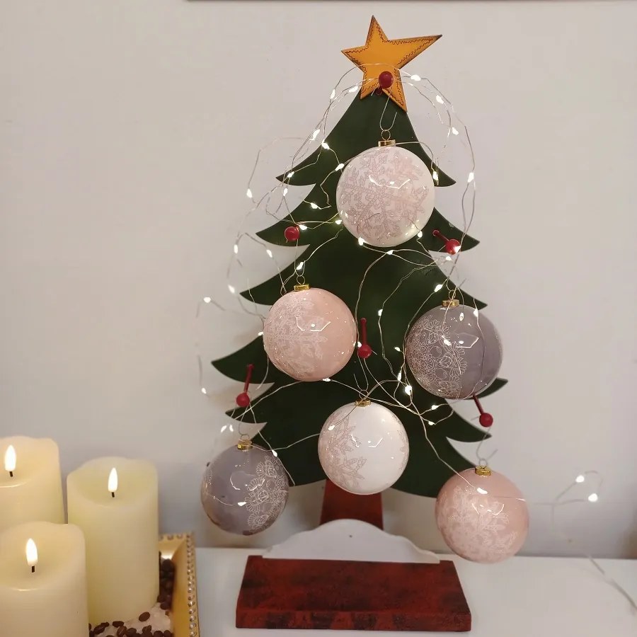 Sada vánočních ozdob koule 8 cm, vločky 3 barvy, plast, balení 6 ks
