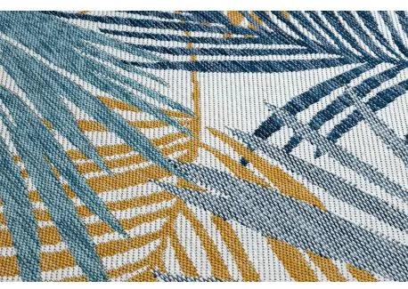 koberec SISAL COOPER palmové listy, tropický 22258 ecru / tmavě modrá velikost 160x220 cm | krásné koberce cz