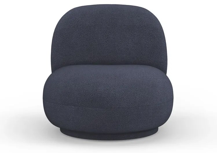 Tmavě modré křeslo z textilie bouclé Chuck – Micadoni Home