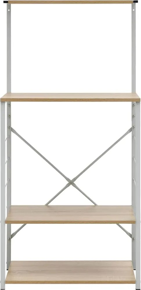 Skříňka na mikrovlnku bílá a dub 60 x 39,6 x 123 cm kompozit 288241