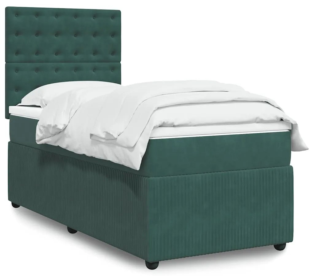 Box spring postel s matrací tmavě zelená 100x200 cm samet 3292277