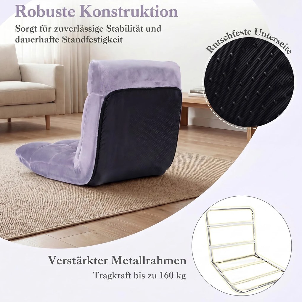 Costway Skládací židle stojací židle s nastavitelným opěradlem pěny s vysokou