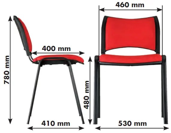 Konferenční židle SMART - černé nohy, červená