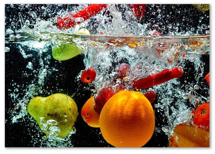 Wallmuralia Foto obraz sklo tvrzené Ovoce pod vodou 100x70 cm