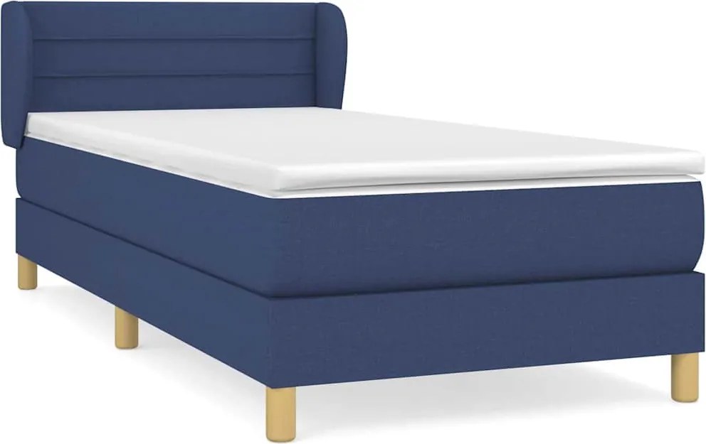 Box spring postel s matrací modrá 90x190 cm textil 3126851