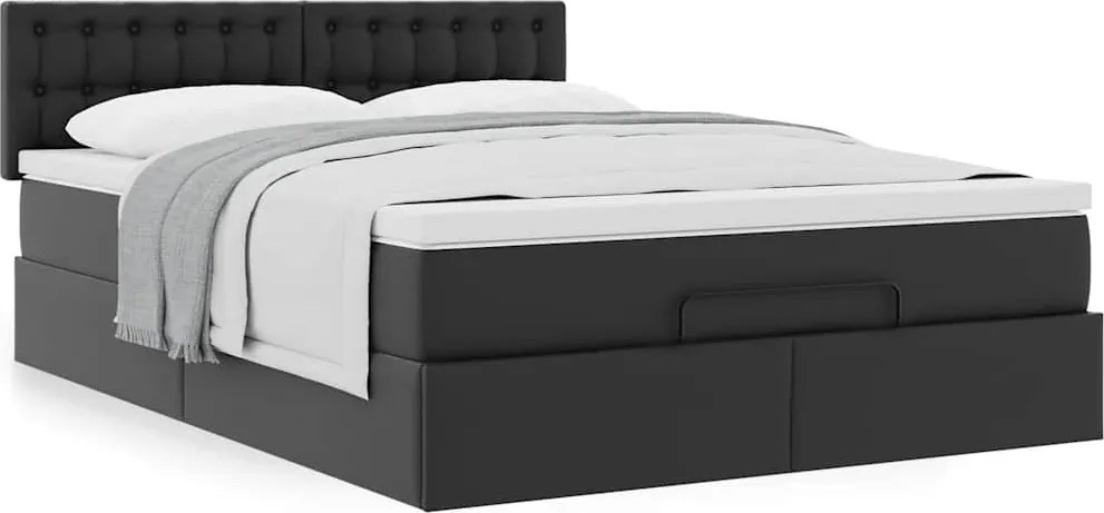 Osmanský rám postele s matrací černá 140x190cm umělá kůže 3311303