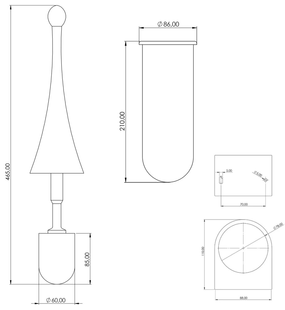 MARPLAST COLORED WC štětka závěsná, ABS, černá mat A65801NE