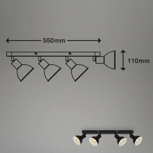 Brilo - Bodové svítidlo RETRO 4xE14/25W/230V černá