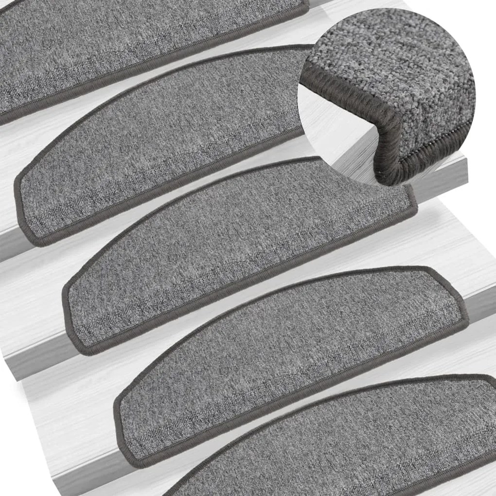 Schodové rohože 15 ks 65 x 24 x 4 cm tmavě šedé, půlkulaté, velké 133885