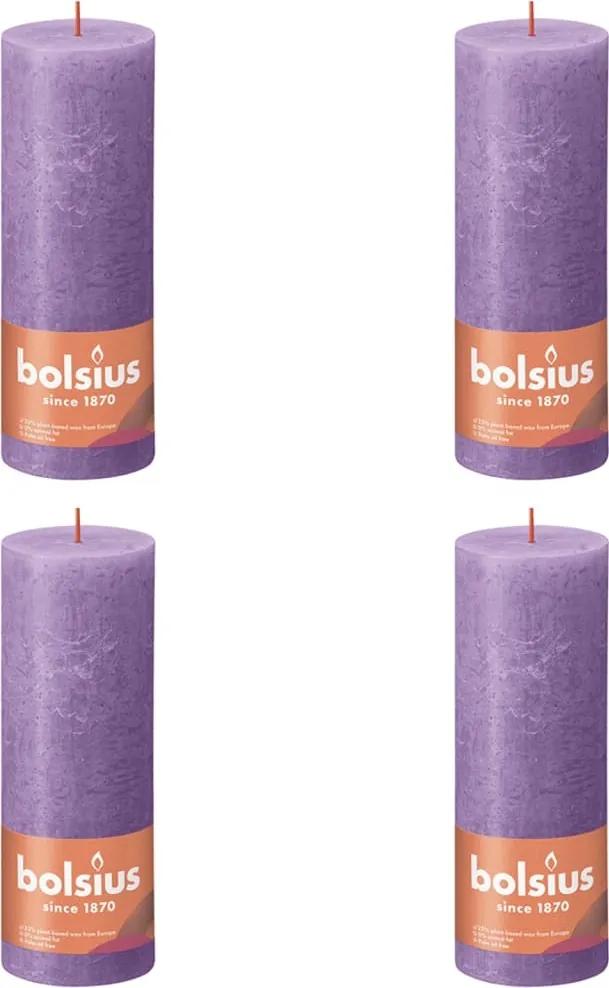 Bolsius Rustikální válcové svíčky Shine 4ks 190x68 mm [440839] Barva: Mlhavě růžová