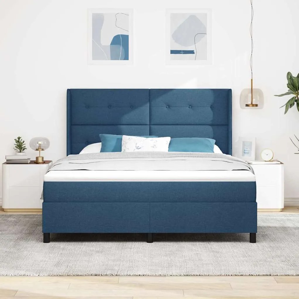 Postel s boxspringem s polštářem Modrá 200 x 180 cm textil 3341664