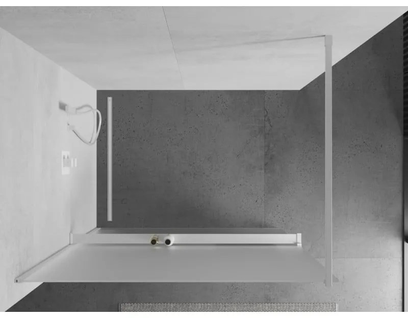 Mexen Kioto+, sprchová zástěna Walk-In s poličkou a věšákem 100 x 200 cm, 8mm sklo námraza, bílý profil, 800-100-121-20-30