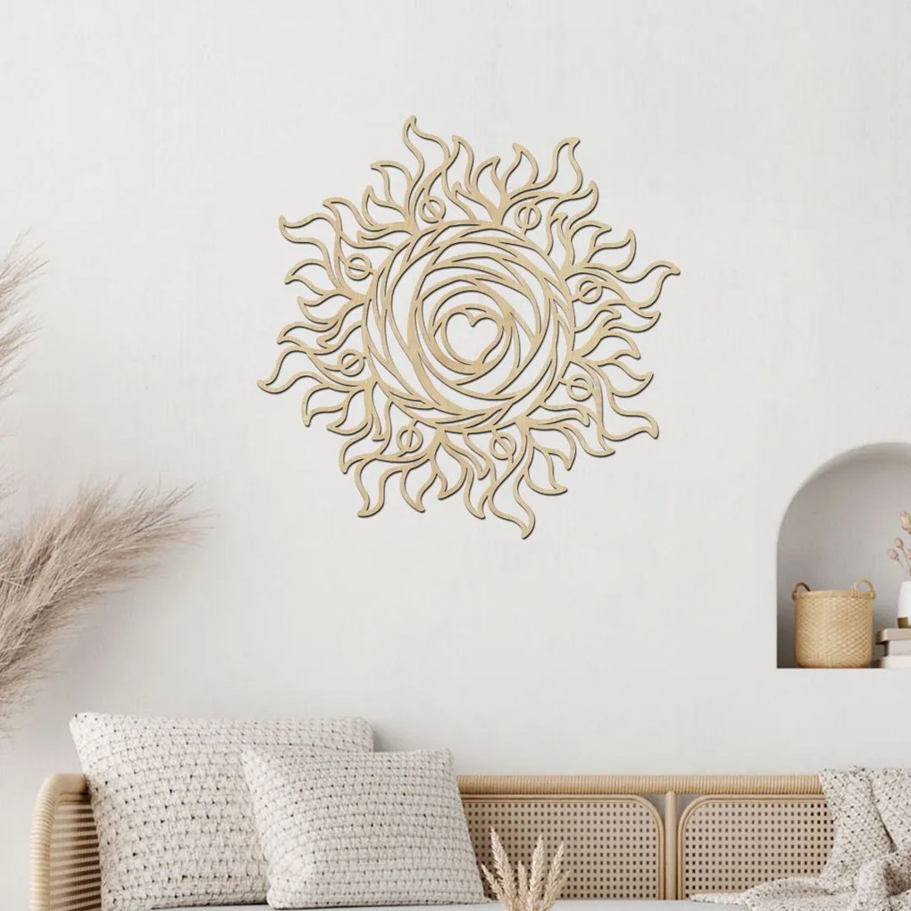 dřevo života Dřevěná dekorace na zeď SLUNCE LASKAVÉ NESPOUTANOSTI Zvolte barvu dekoru: Antracitová, Zvolte rozměr Ø (cm): 80