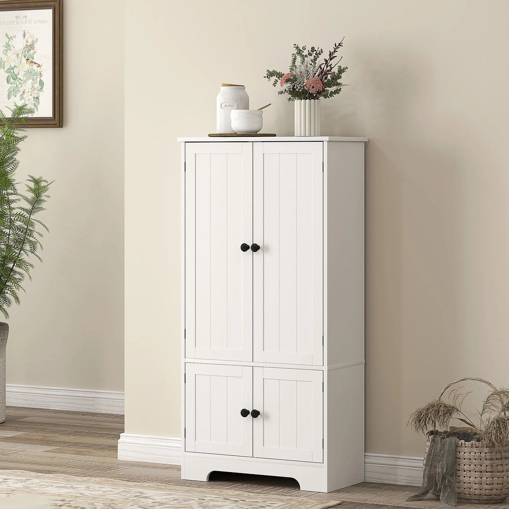 HOMCOM Kuchyňský K cabinet s Úložným Prostorem a Nastavitelnými Policemi pro Jídelnu a Obývací Pokoj, 58,2 x 30 x 123 cm, bílý | Aosom