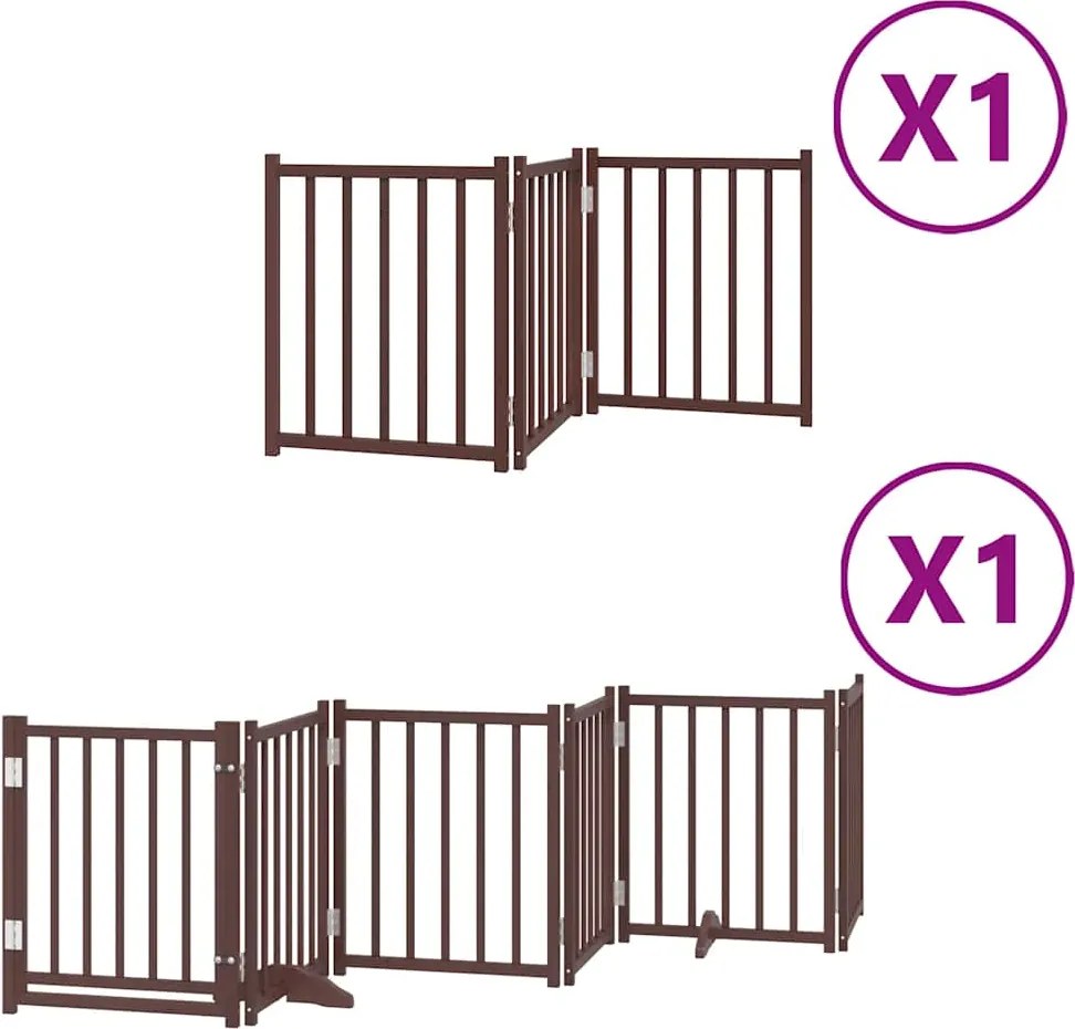Zábrana pro psy s dvířky skládací 9 panelů hnědá 450 cm topol 3155715