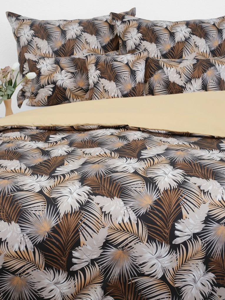 MK Lůžkoviny Bavlněné povlečení Renforcé -  Taisa černá/zlatá 140 × 200 cm, 70 x 90 cm