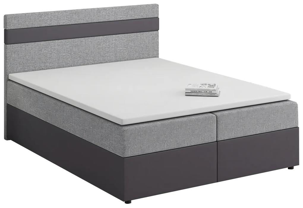 Kontinentální postel 140x200 cm Mimosa Comfort (melírovaná světle šedá + tmavě šedá) (s roštem a matrací). 1056231