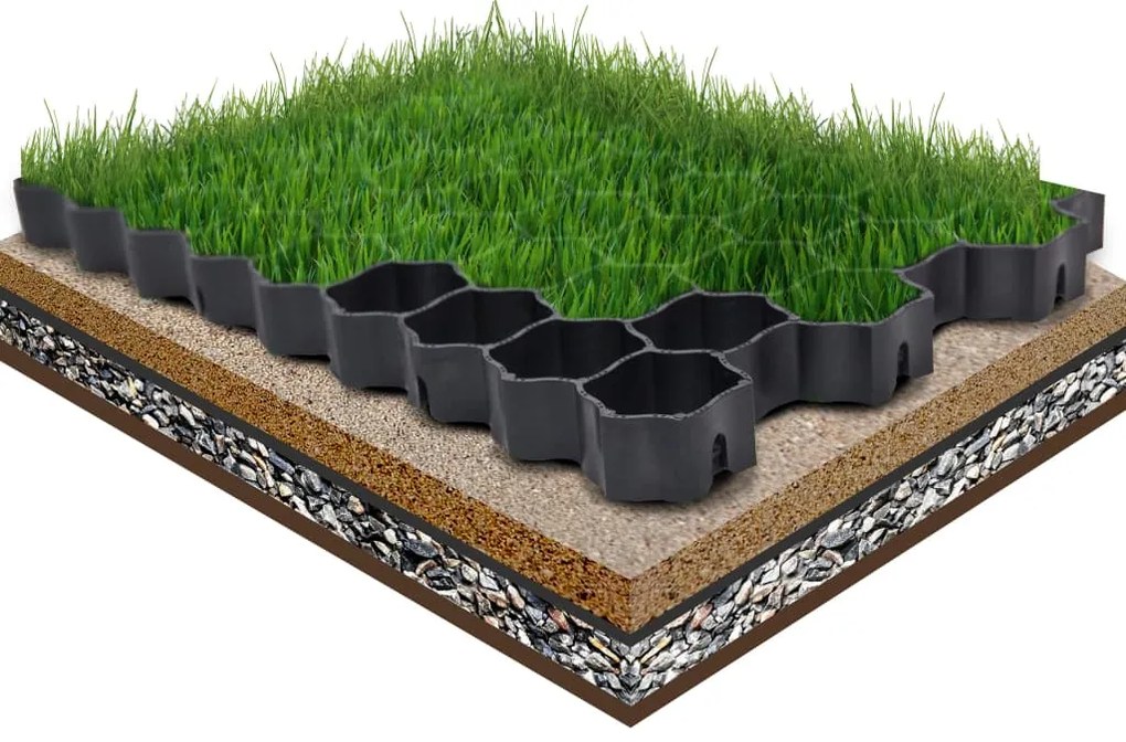 Zatravňovací dlaždice 16 ks černé 60 x 40 x 3 cm plast 146279