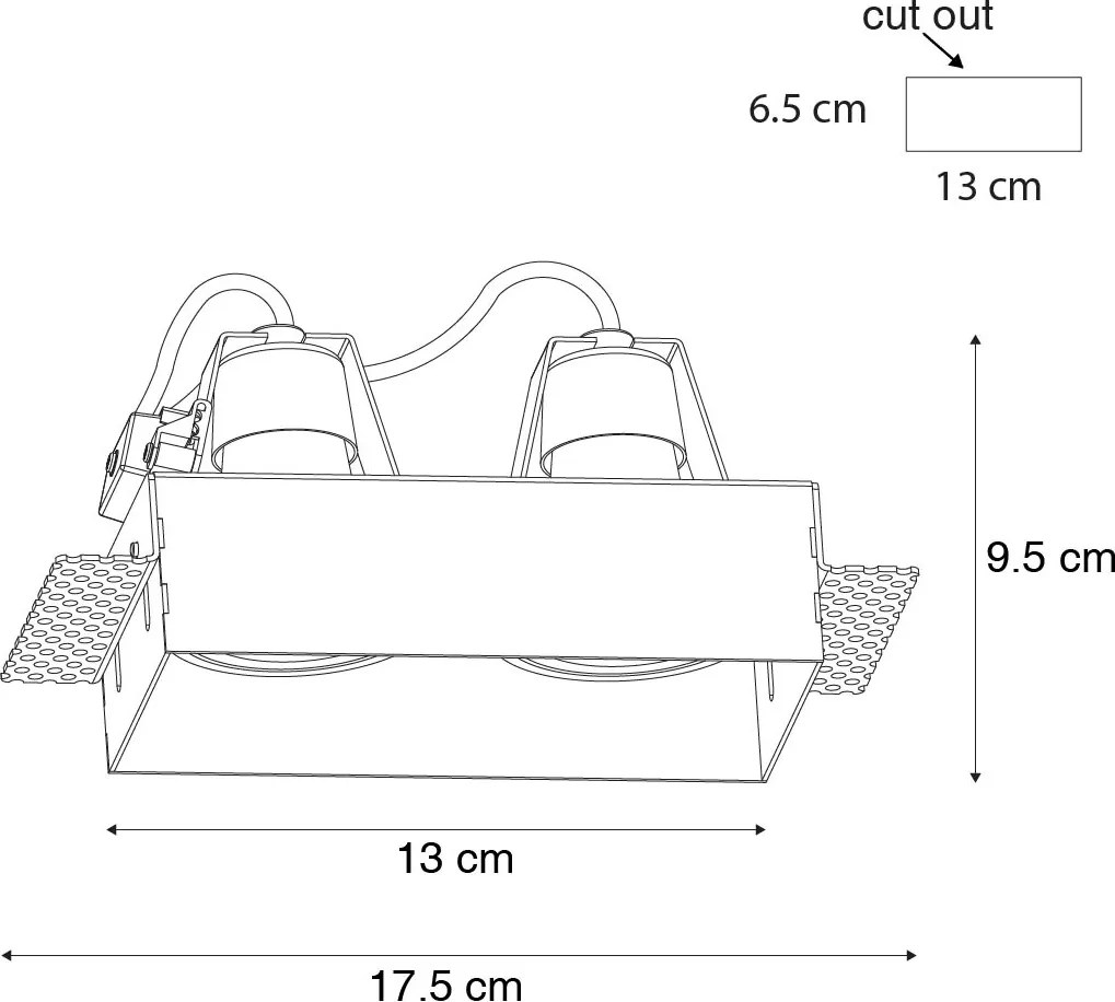 Sada 6 vestavných bodových svítidel bílých GU10 50 mm 2-světlo bez rámečku - Oneon