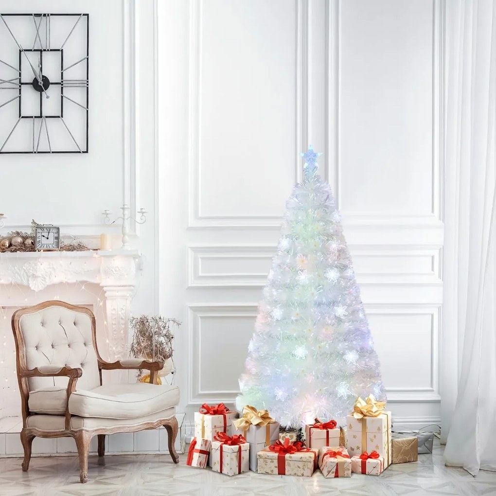 Costway Umělý vánoční stromek 150 cm s barevnými LED světly