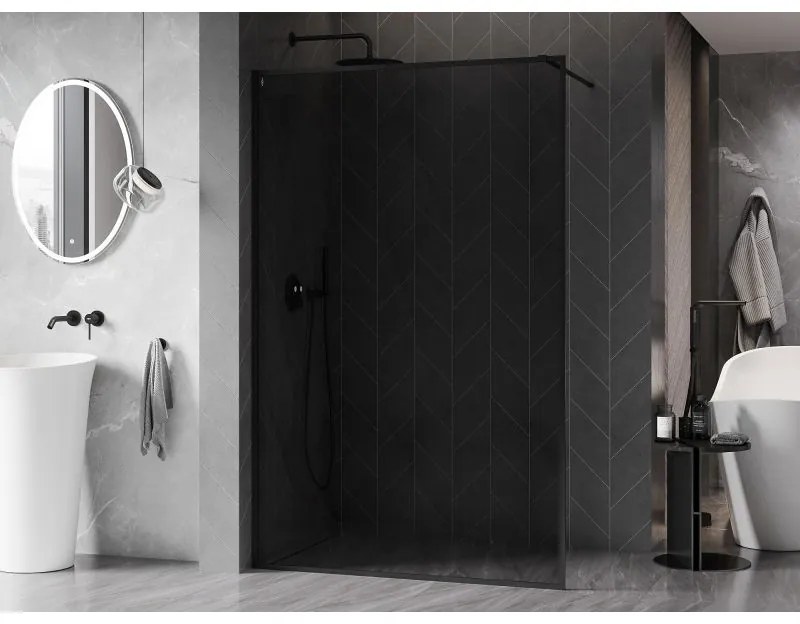 Mexen, Mexen Kioto-XF sprchová stěna s rámem 80 x 202 cm, grafit 10 mm, černá - 800-080-104-70-40-X
