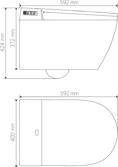 Závěsné WC s bidetem 1600W/230V + prkénko + tlačítko + modul + podložka + DO