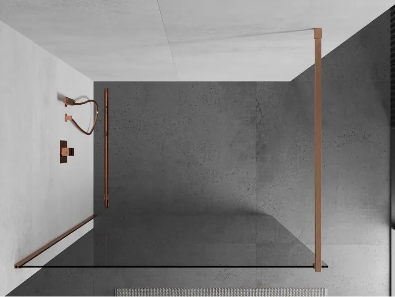 Mexen Kioto, sprchová zástěny typ Walk-In 85 x 200 cm, 8mm čiré sklo, měděný matný profil, 800-085-101-65-00