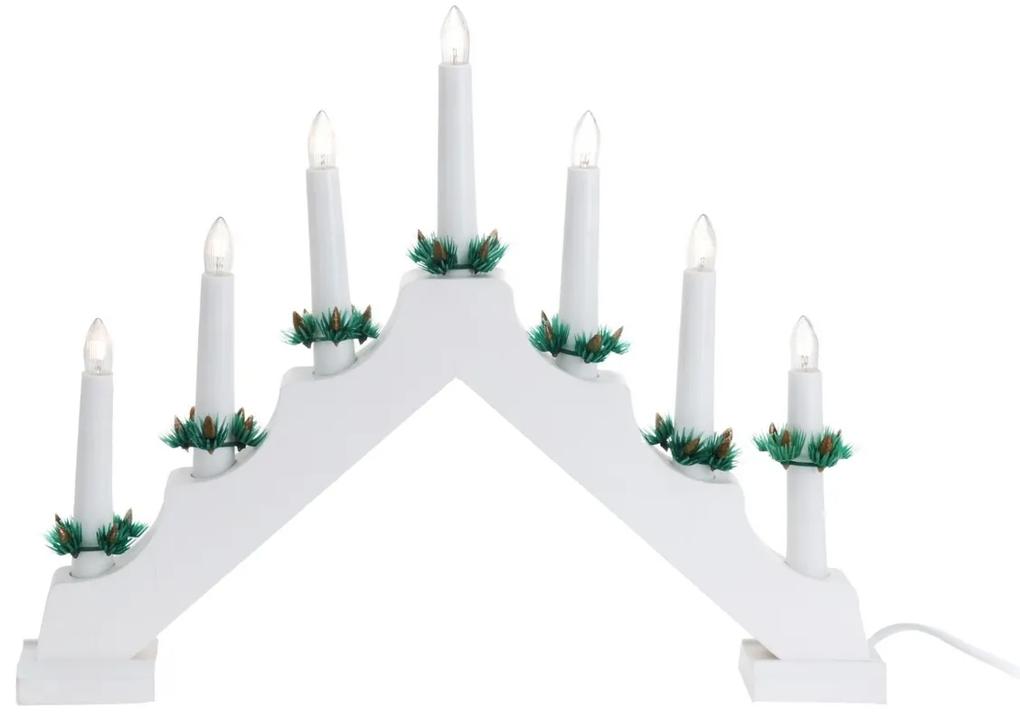 Vánoční svícen Candle Bridge bílá, 7 LED