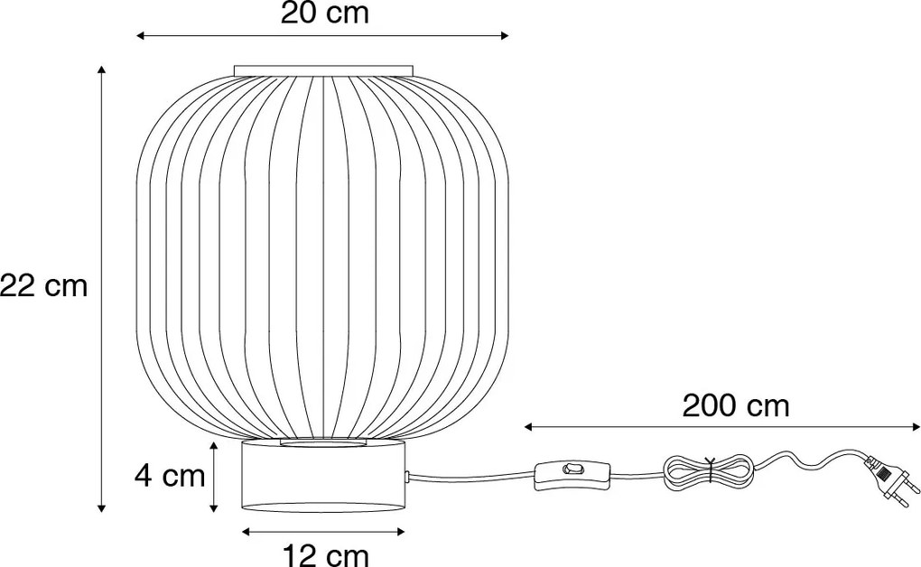 Stolní lampa Art Deco černá s kouřovým sklem vč. světelného kabelu E27 - Karel