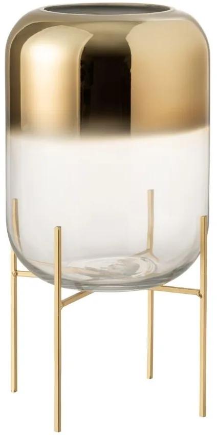 Zlatá skleněná váza J-line Oceanne L