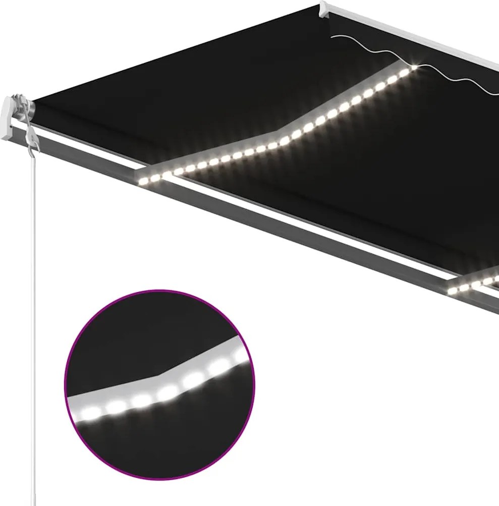 Automatická markýza LED a senzor větru 300 x 250 cm antracitová 3068874