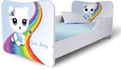 Dětská postel - Kotě s duhou - butterfly - 140 x 70 cm