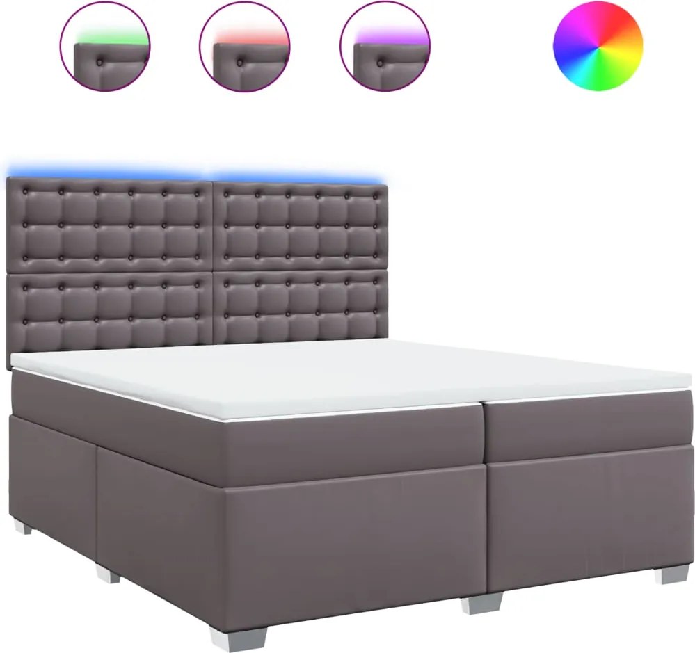 Box spring postel s matrací šedá 200x200 cm umělá kůže 3293038