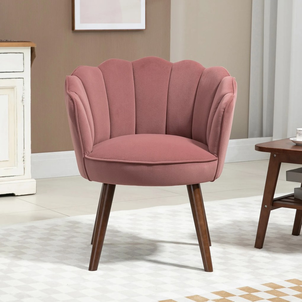HOMCOM jídelní židle kuchyňská židle křeslo s opěradlem židle do obývacího pokoje polyester kaučukovník růžová 66 x 72 x 79 cm | Aosom