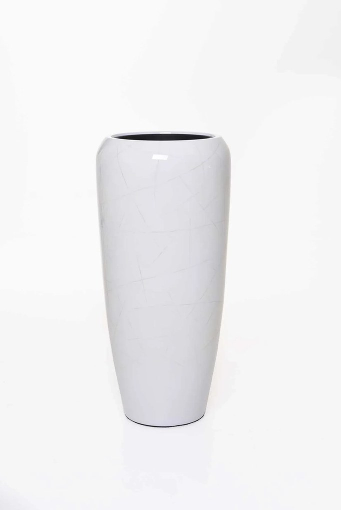 Exkluzivní květináč CAVITA, sklolaminát, výška 75 cm, bílý mramor, lesk