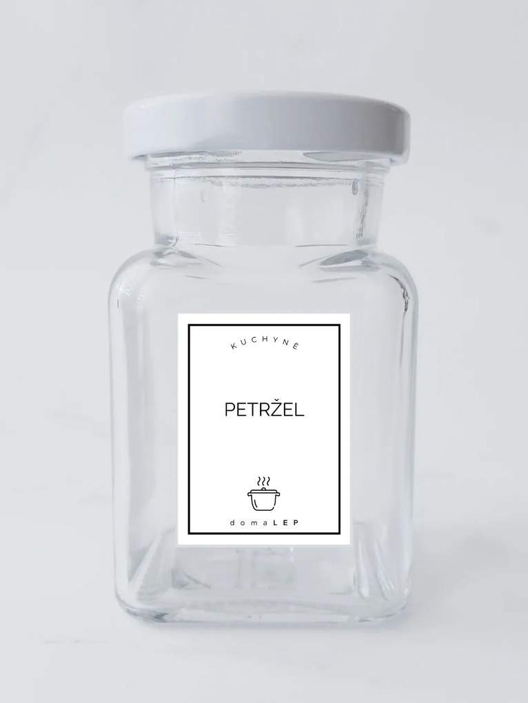 Samolepka na kořenky PETRŽEL bílá 3 × 4 cm základní písmo