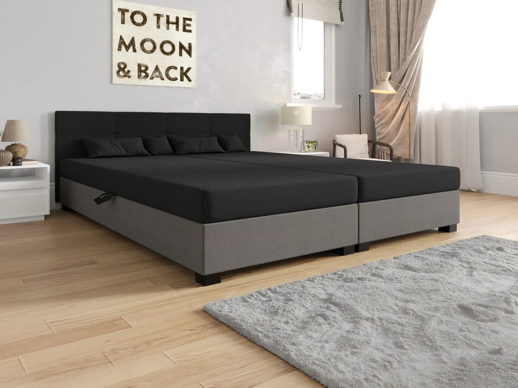 Americká postel s úložným prostorem 180x200 ROSIE 15 - tmavě šedá / tmavě béžová