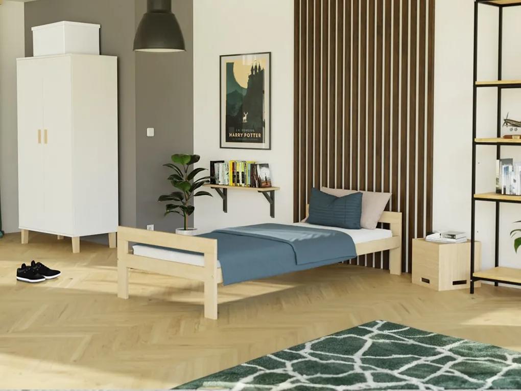 Benlemi Rostoucí dřevěná jednolůžková postel SWITCH 2v1 s čely Zvolte barvu: Béžová, Zvolte rozměr: 120x200 cm