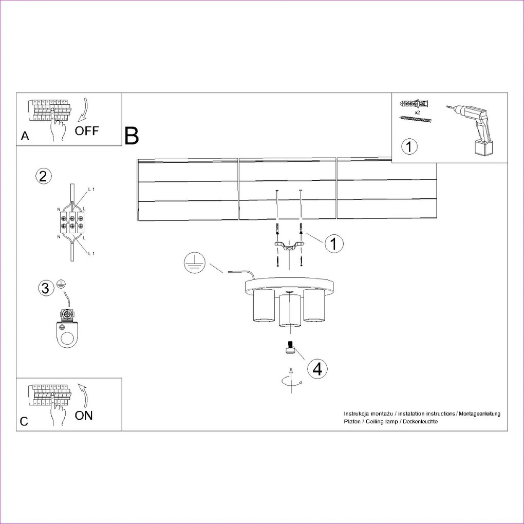 Sollux Lighting Stropní svítidlo LAGOS 3P černé
