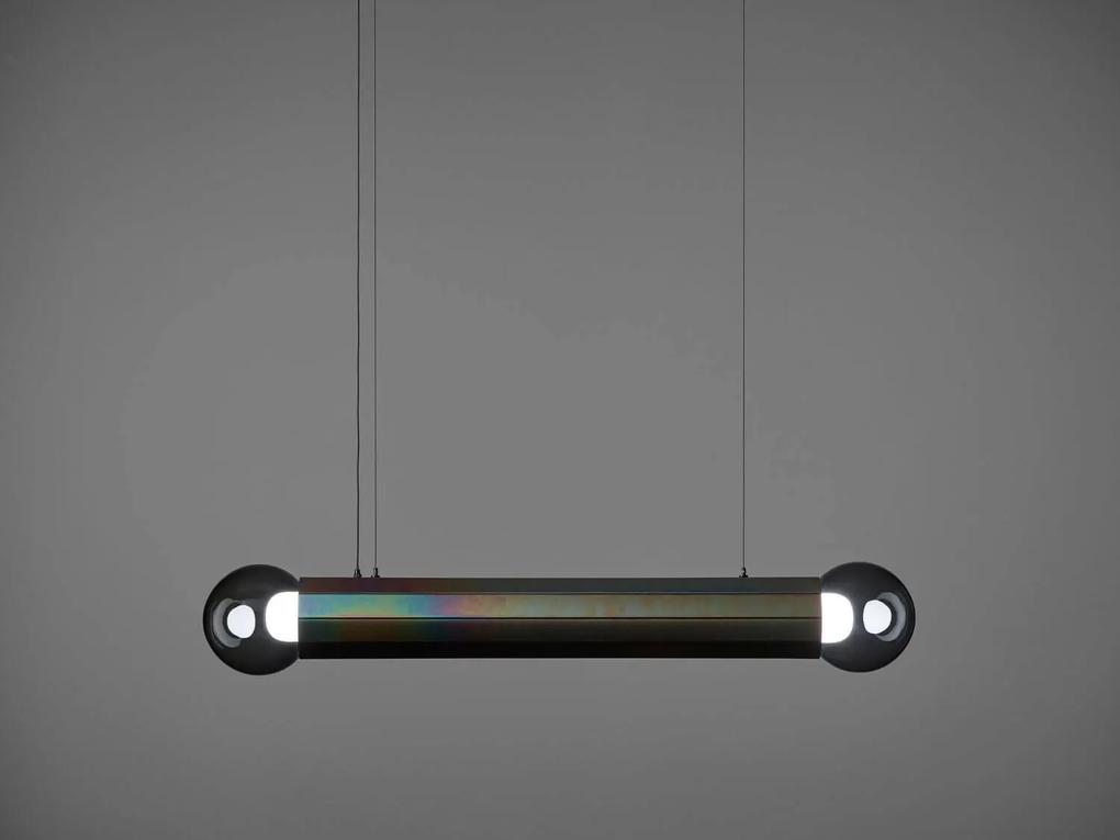 Designové závěsné svítidlo Brokis Prisma double large 1000, PC1315 Povrch Montury: broušená ocel lakovaná, Barva skla: transparentní sklo, Povrchová úprava baldachýnu: broušená ocel lakovaná