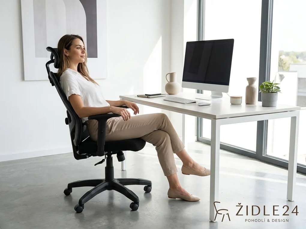 Ergonomická kancelářská židle ORVIN - černá síťovina