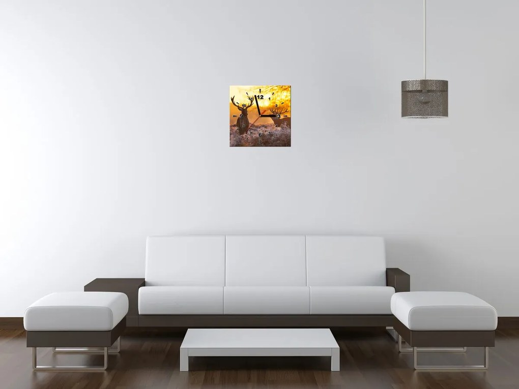 Gario Obraz s hodinami Jeleni na louce Rozměry: 100 x 40 cm