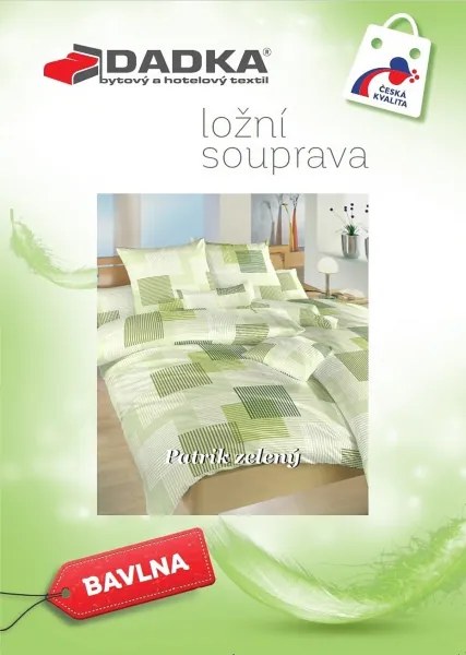 DADKA Povlečení bavlna Patrik zelený 140x200, 70x90 cm