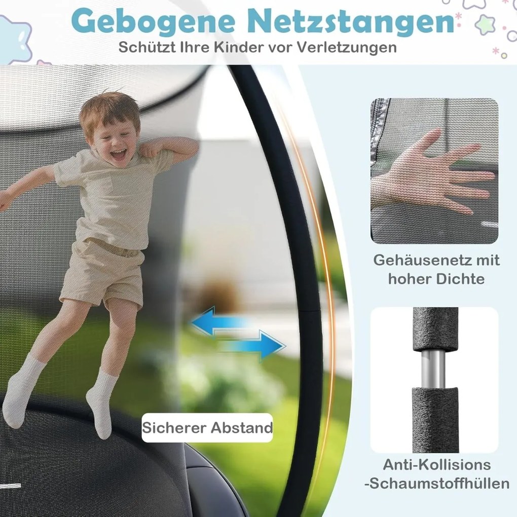 Costway Trampolína venkovní se žebříkem kulatá zahradní trampolína s ochranným