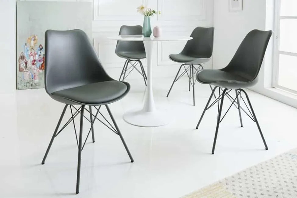 Designová jídelní židle Scandinavia Lund šedá umělá kůže