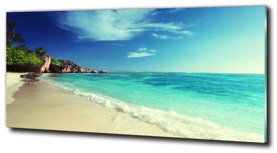 Wallmuralia Foto obraz skleněný horizontální Seychely pláž 125x50 cm