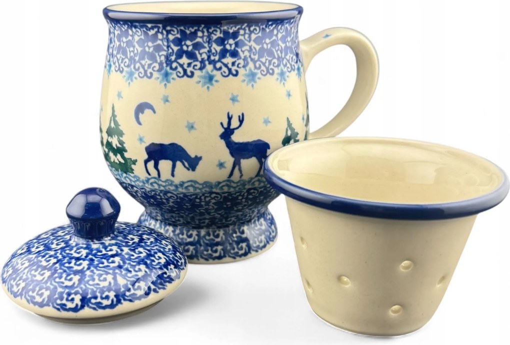 Hrnek na vaření bylinek se sítkem Vánoce 2822, G2 Bolesławiec